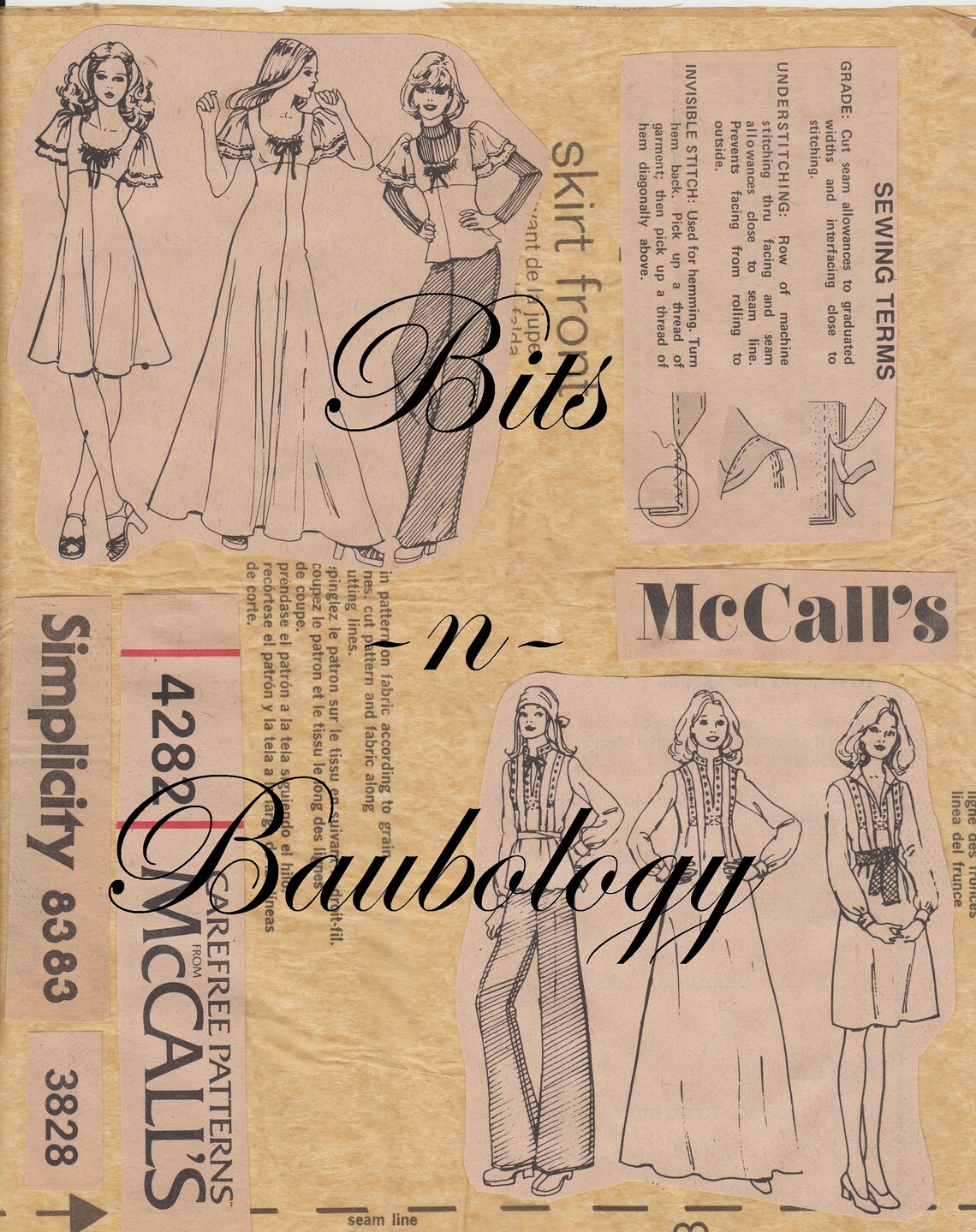 8 Pages Printable Sewing Pattern Bits & Bobs for Collage - Etsy