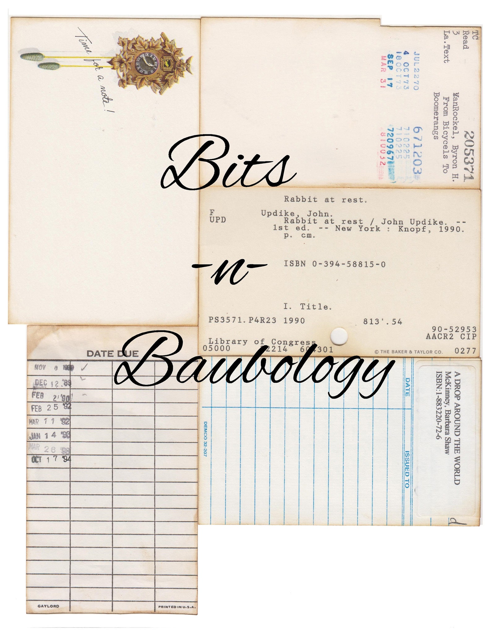 Vintage Library Book Ephemera and Recipe Cards (printable) - Etsy