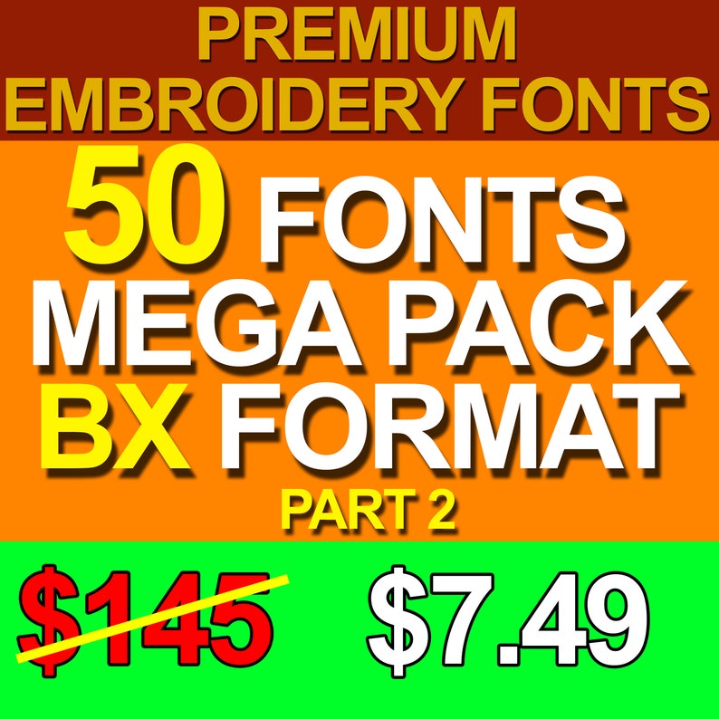 50 BX Machine Embroidery Fonts Mega Bundle - Part 2 (digital Download ...