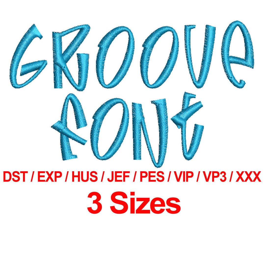 Groove Font - 3 Sizes Machine Embroidery Design Fonts Alphabets All ...