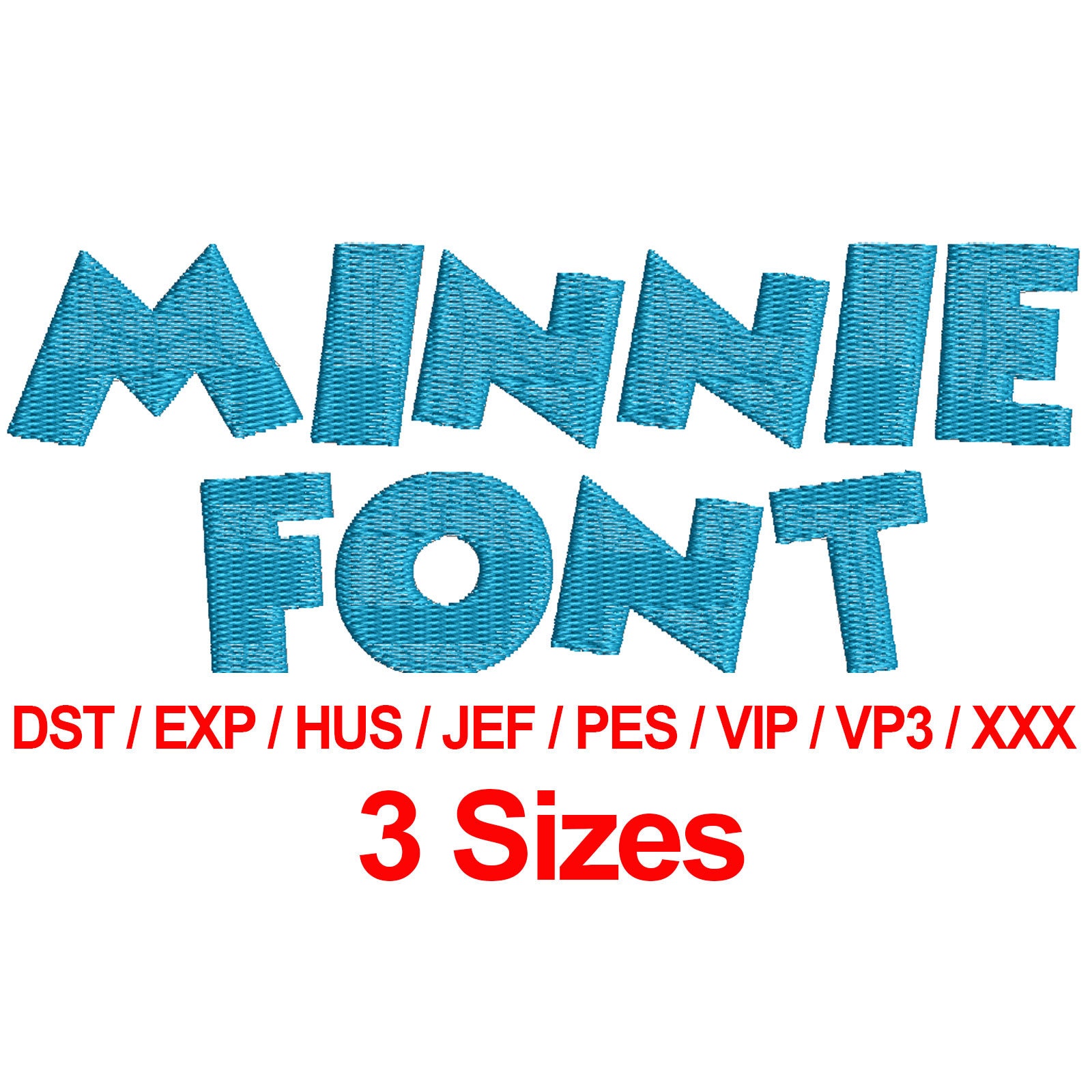 Minnie Font 3 Sizes Machine Embroidery Design Fonts | Etsy