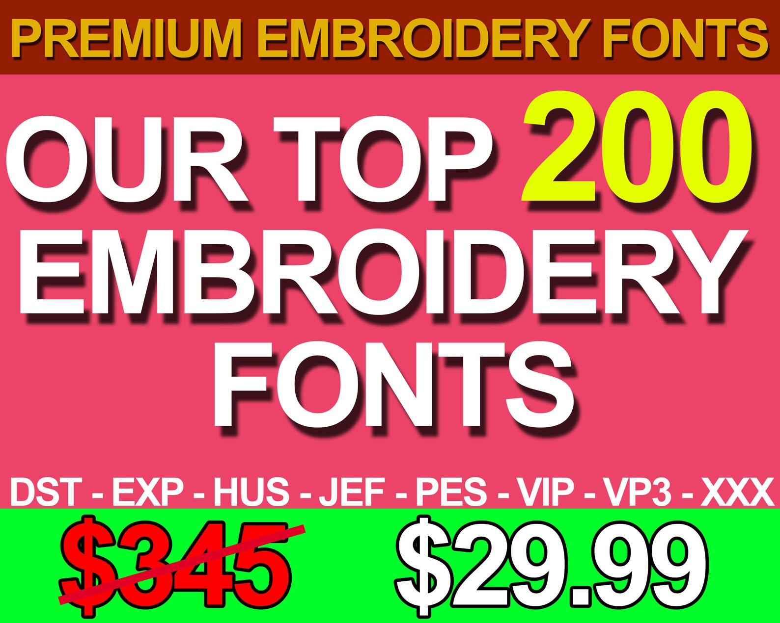 Mega Bundle 200 Machine Embroidery Design Fonts Best Sellers - Etsy