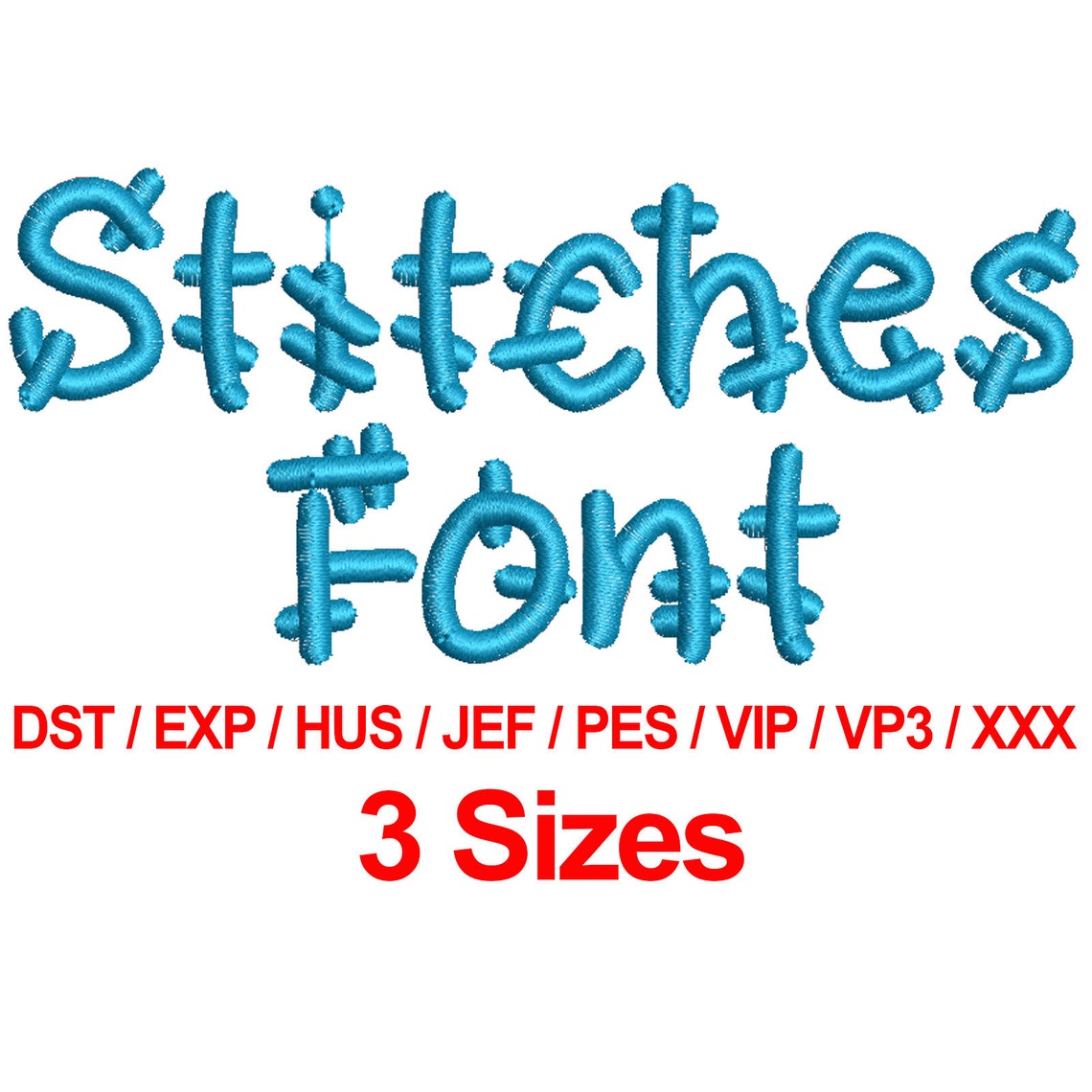 Stitches Font - Machine Embroidery Design Fonts 3 Sizes Alphabets All ...