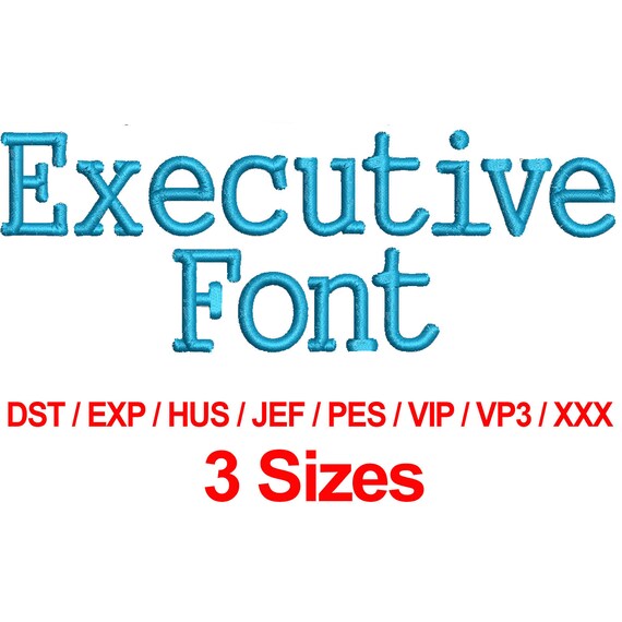 Executive Font 3 Sizes Machine Embroidery Design Fonts | Etsy