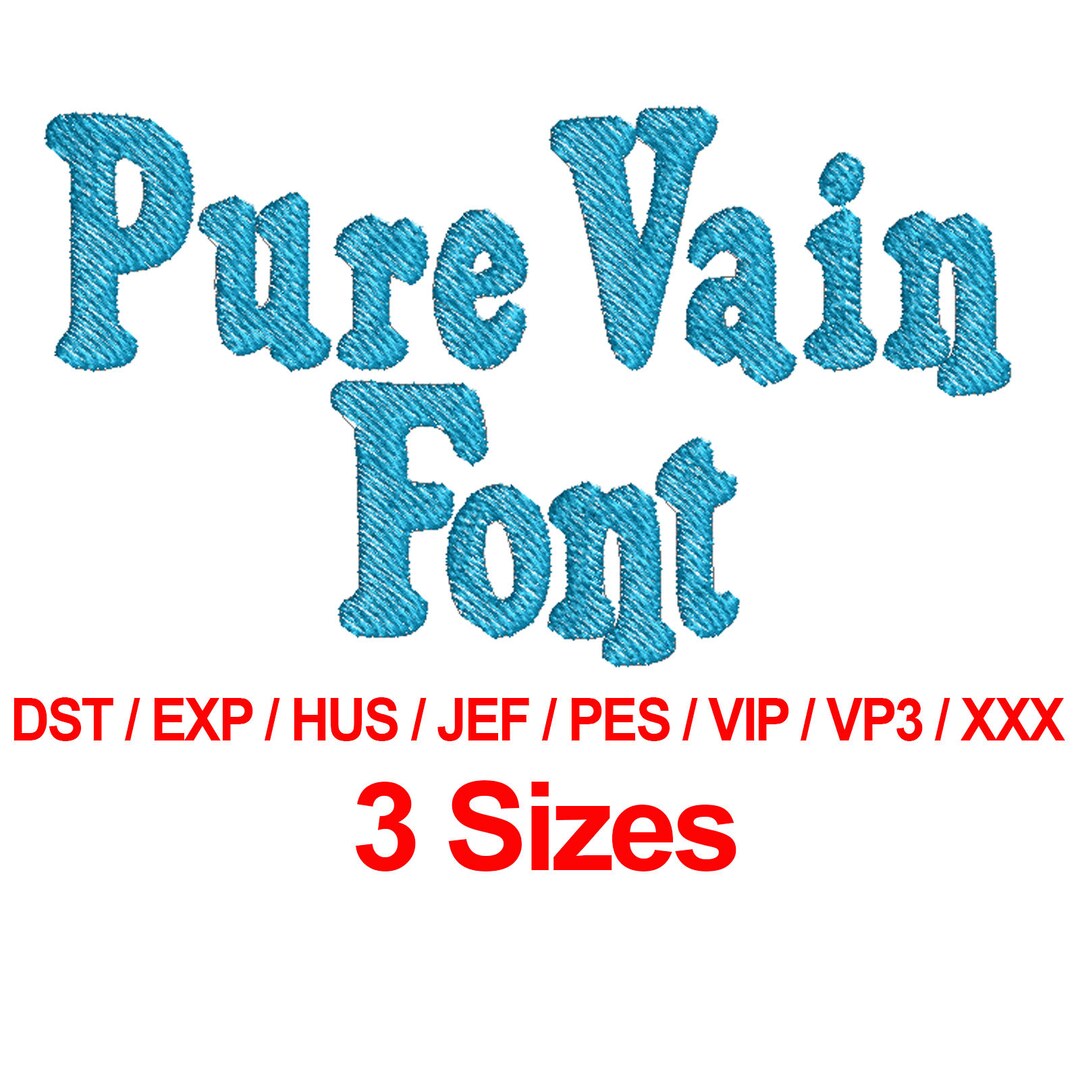 Pure Vain Font - 3 Sizes Machine Embroidery Design Fonts Alphabets All ...