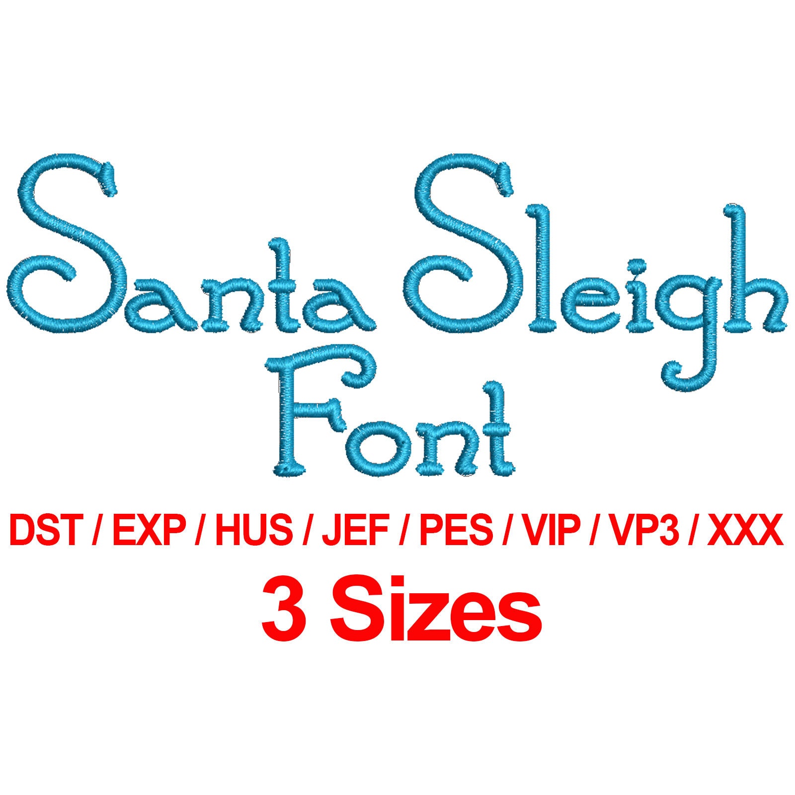 Santa Sleigh Font 3 Sizes Machine Embroidery Design Fonts | Etsy