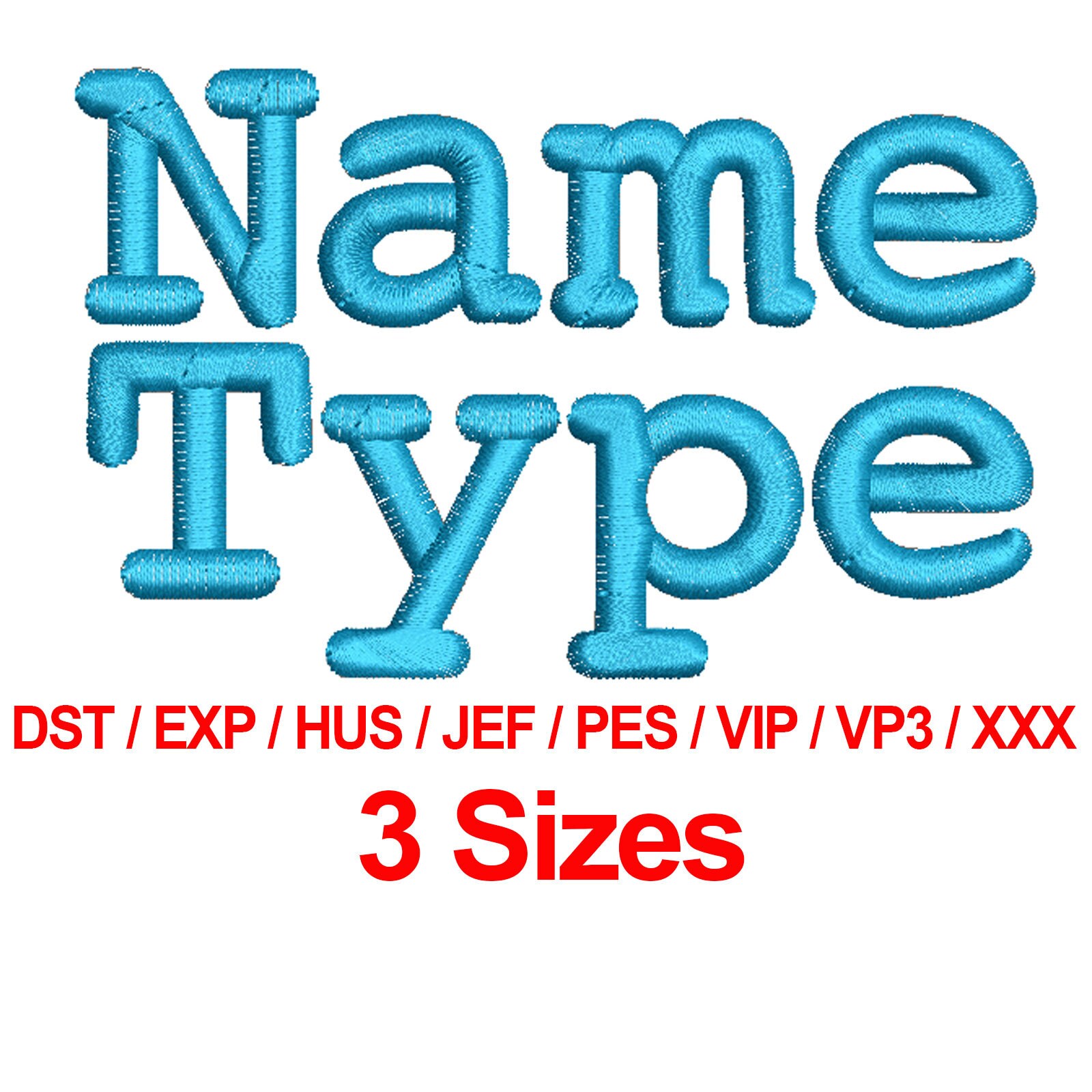 Name Type 3 Sizes Machine Embroidery Design Fonts Alphabets | Etsy