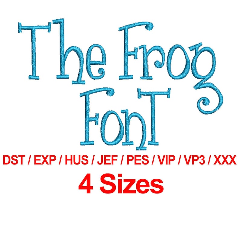 The Frog Font Machine Embroidery Design Fonts 4 Sizes - Etsy