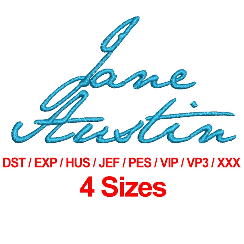Jane Austin Font - 4 Sizes Machine Embroidery Design Fonts Alphabets ...