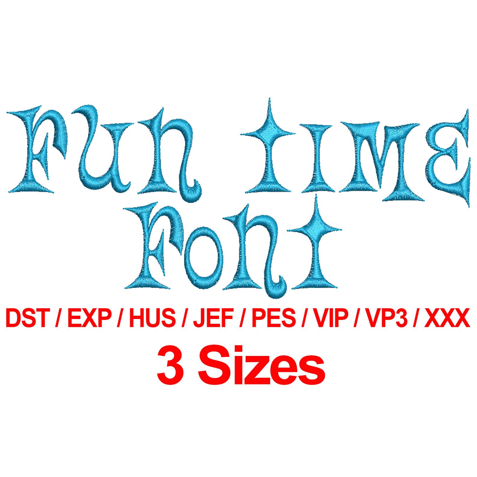 Fun Time Font 3 Sizes Machine Embroidery Design Fonts | Etsy