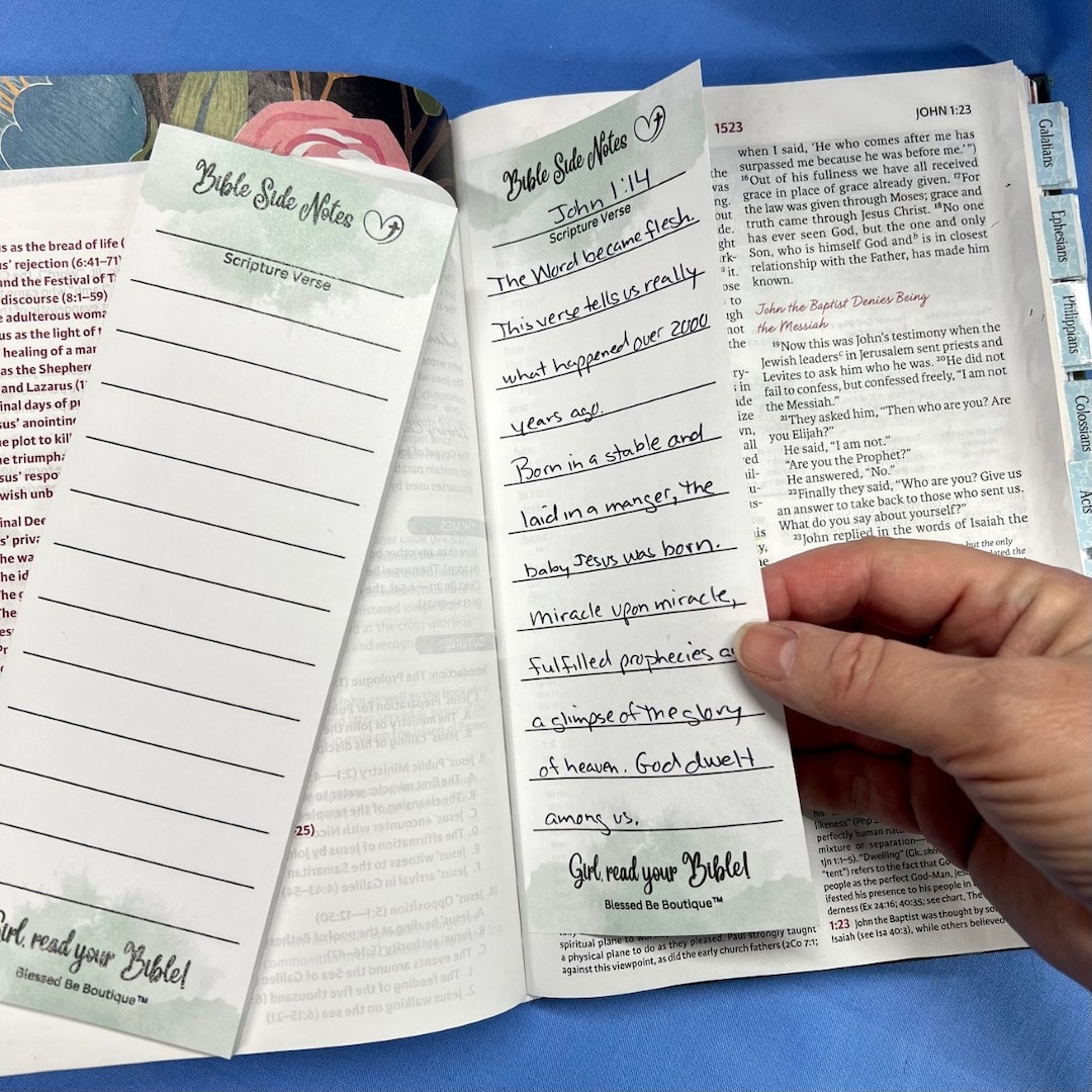 Green Bible Side Notes W/ Lines | Bible Post-it Notes | Bible Sticky ...