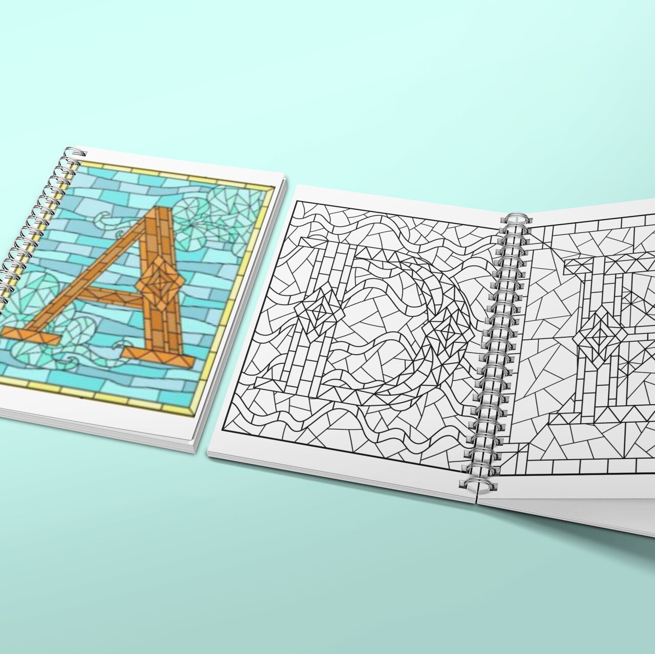 Adult Coloring Book | Stained Glass Letters of the Alphabet Coloring ...