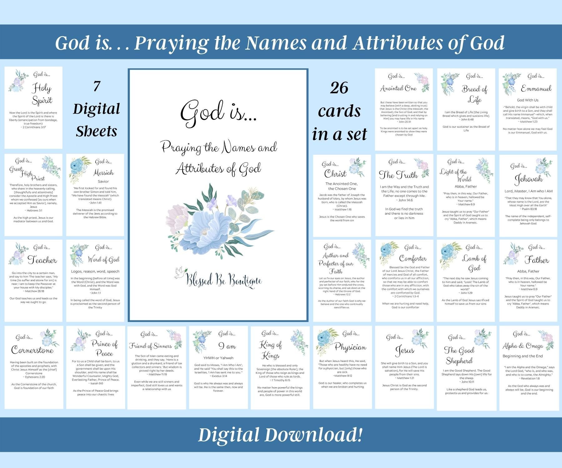 Names of God Scripture Cards | Printable Digital Download | Instant ...
