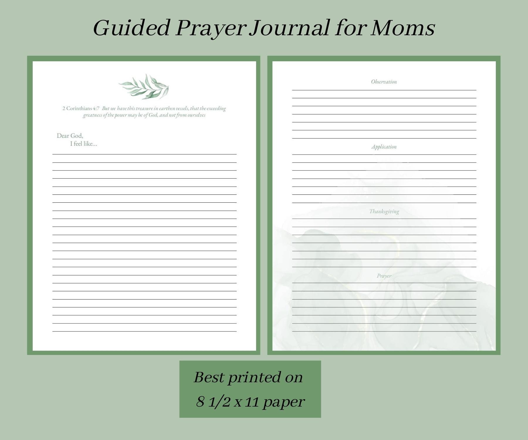 Prayer Journal for Moms Guided Bible Study Journal Christian Journal ...