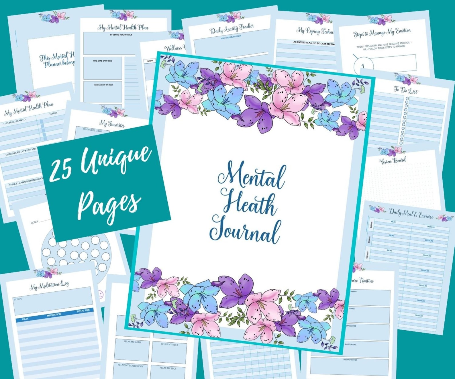 Mental Health Journal Printable Download Self-care Therapy Digital ...