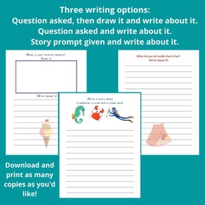Kids Summer Journal With Writing Prompts | Printable Journal | Creative ...