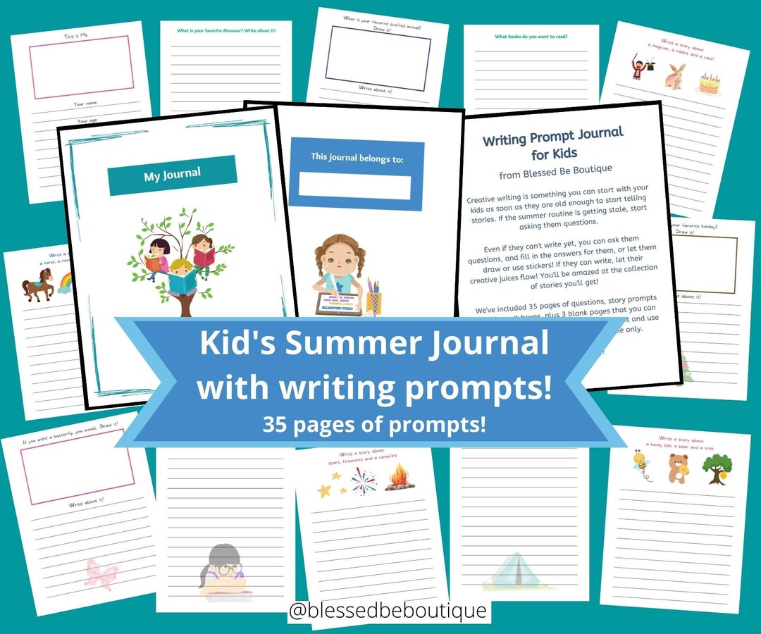 Kids Summer Journal With Writing Prompts | Printable Journal | Creative ...