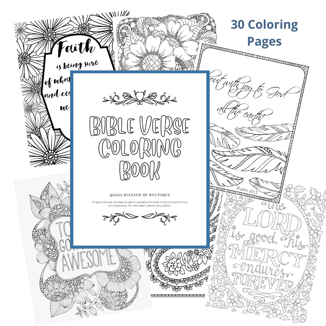 Bible Verse Printable Coloring Book 30 Pages Downloadable Scripture ...