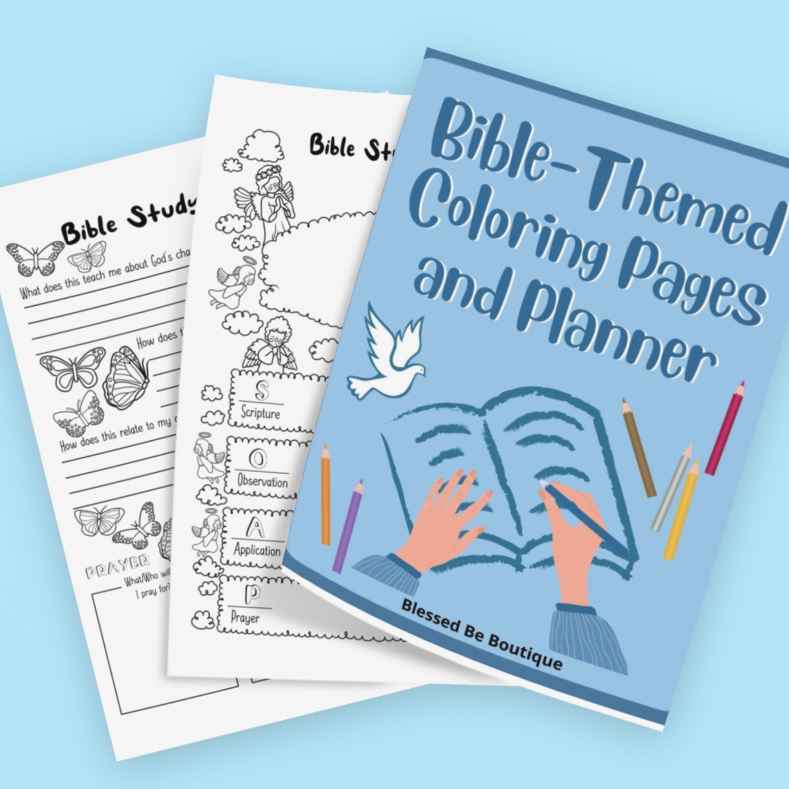 Bible Themed Printable Coloring Pages and Planner 30 Pages - Etsy
