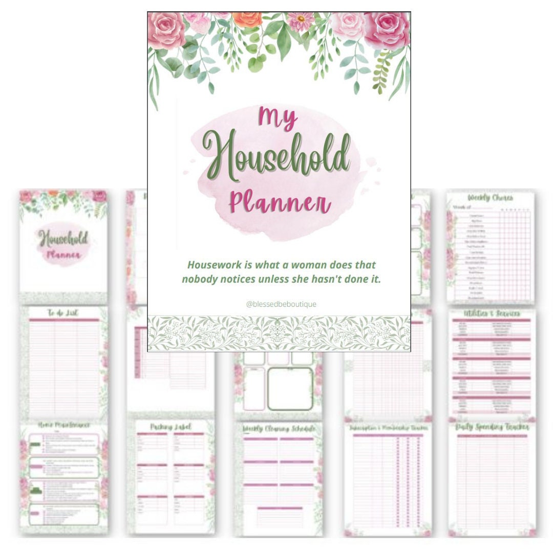 My Household Downloadable Planner, Cleaning Checklist, Meals, Grocery ...