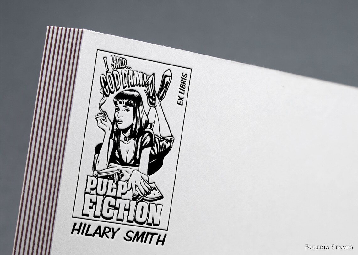 Pulp Fiction Ex Libris Stamp, Quentin Tarantino Movie Rubber Stamp - Etsy