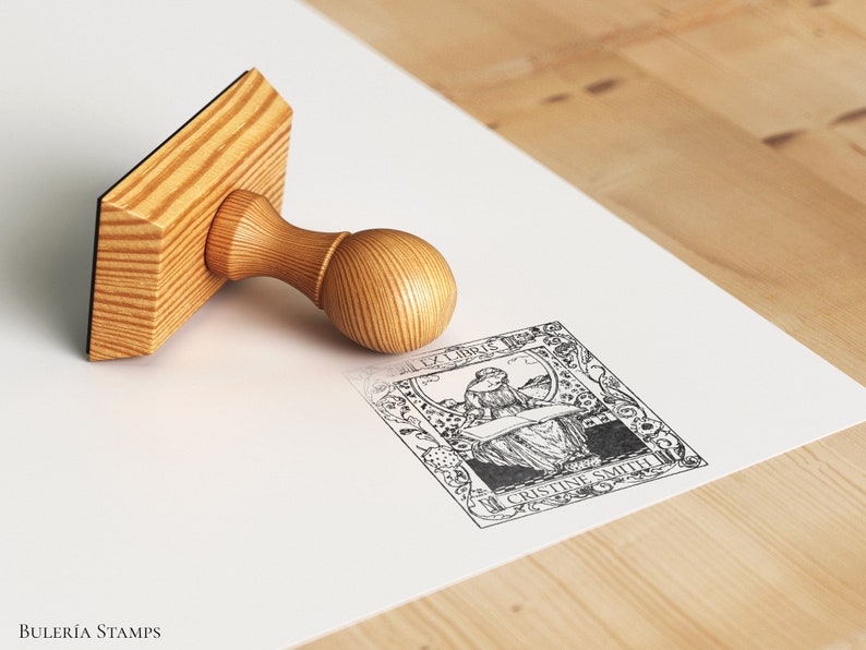 Book Stamp Woman Reading Ex Libris Stamp Library Stamp - Etsy