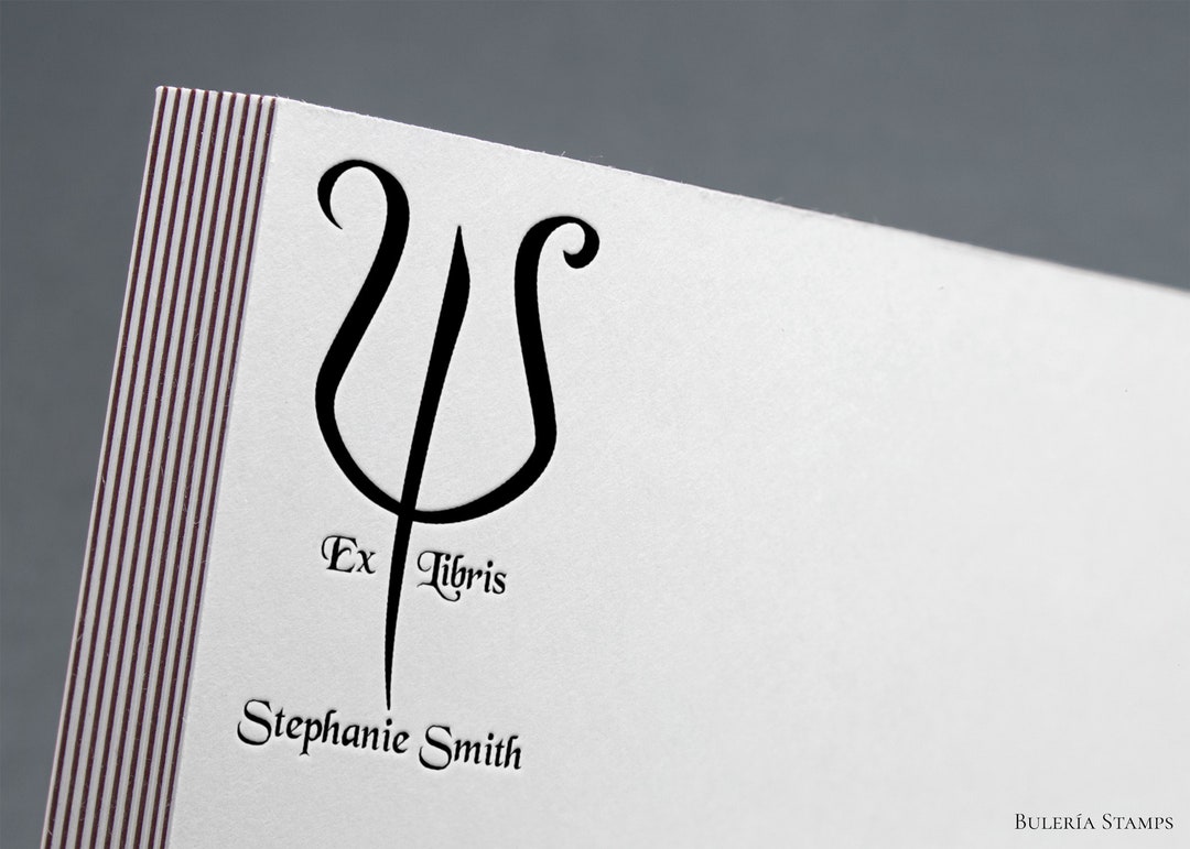 Greek Letter Psi Ex Libris Stamp, Custom Book Stamp - Etsy
