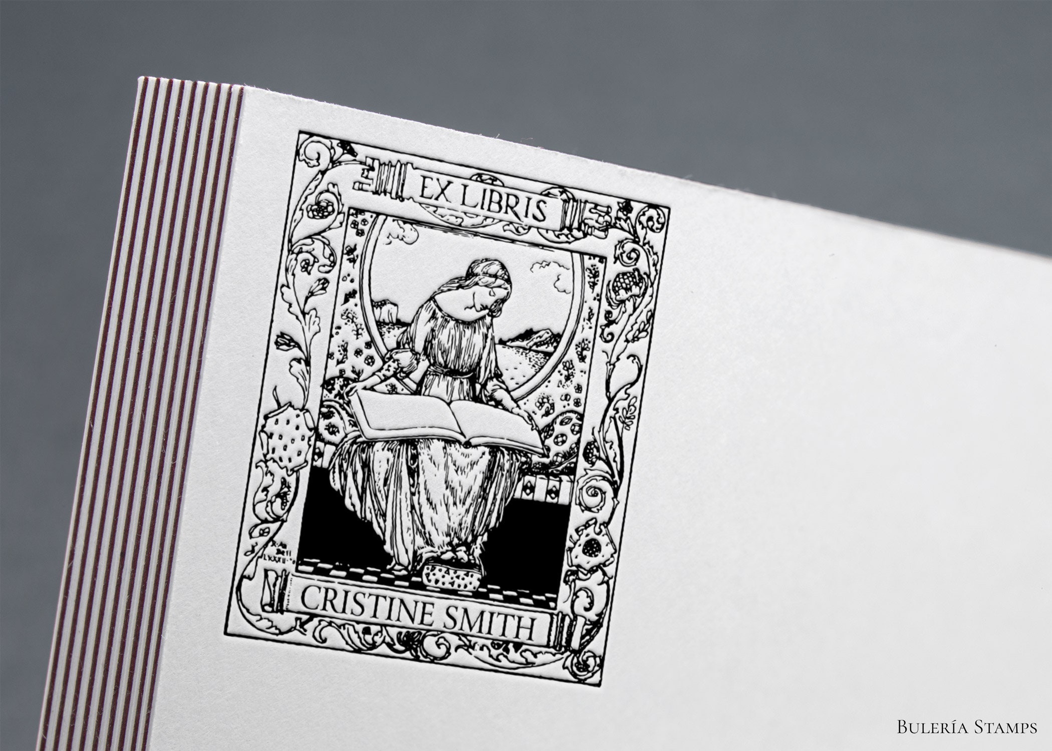 Book Stamp Woman Reading Ex Libris Stamp Library Stamp - Etsy Canada