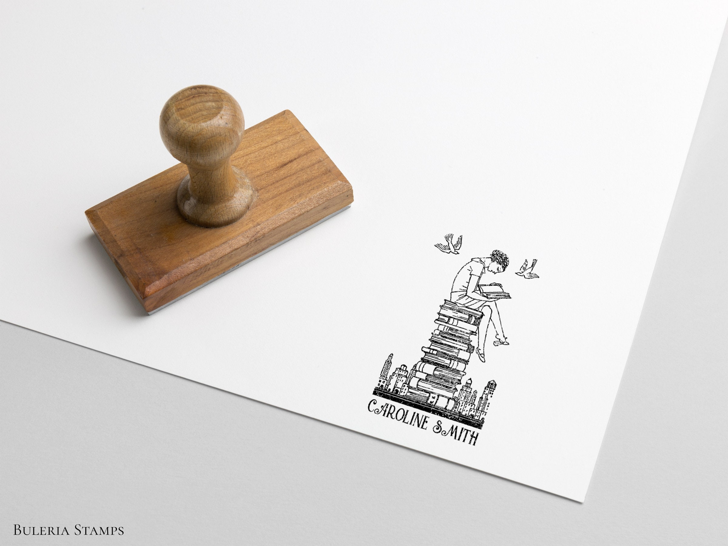 Sello de libro Lectura en la ciudad sello ex libris sello - Etsy España