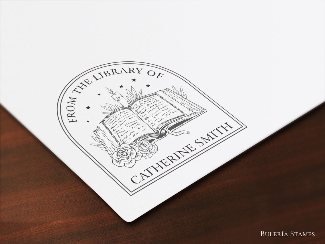 Book With Candle Stamp, Vintage Frame Stamp, , Ex Libris, Book Stamp ...