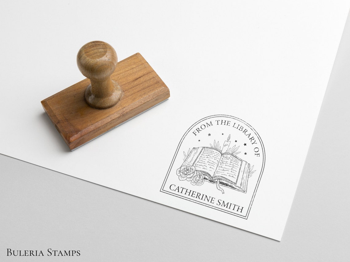 Book With Candle Stamp, Vintage Frame Stamp, , Ex Libris, Book Stamp ...