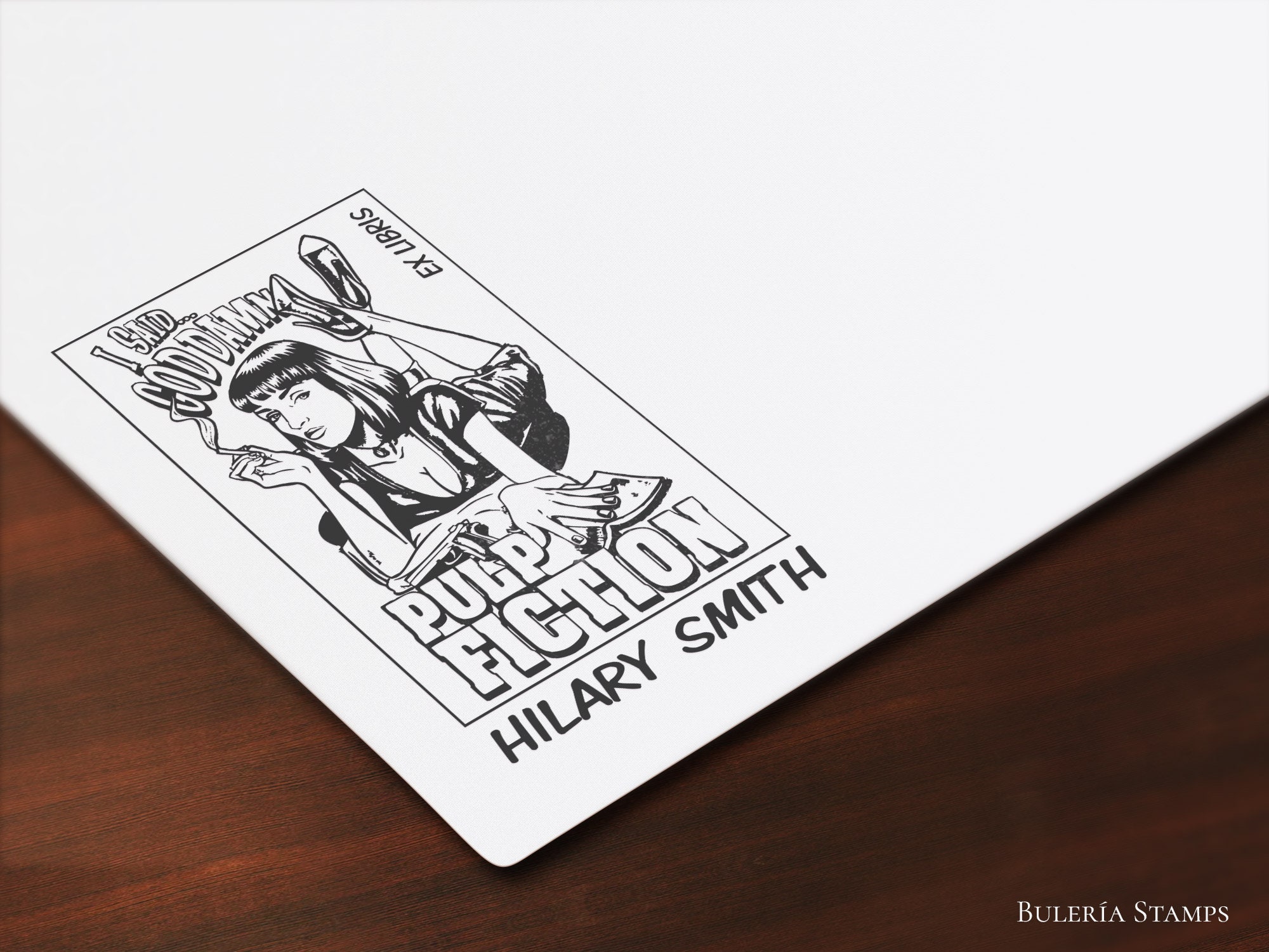 Pulp Fiction Ex Libris Stamp, Quentin Tarantino Movie Rubber Stamp - Etsy