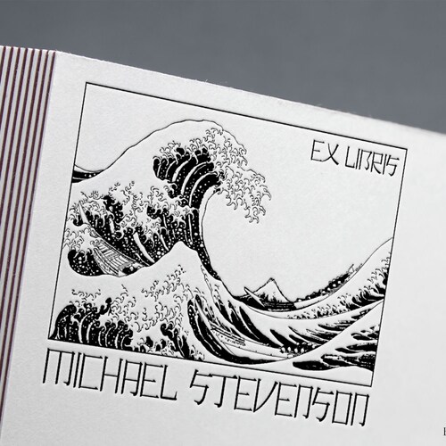 The Great Wave off Kanagawa Book Stamp Ex Libris Stamp Mount - Etsy