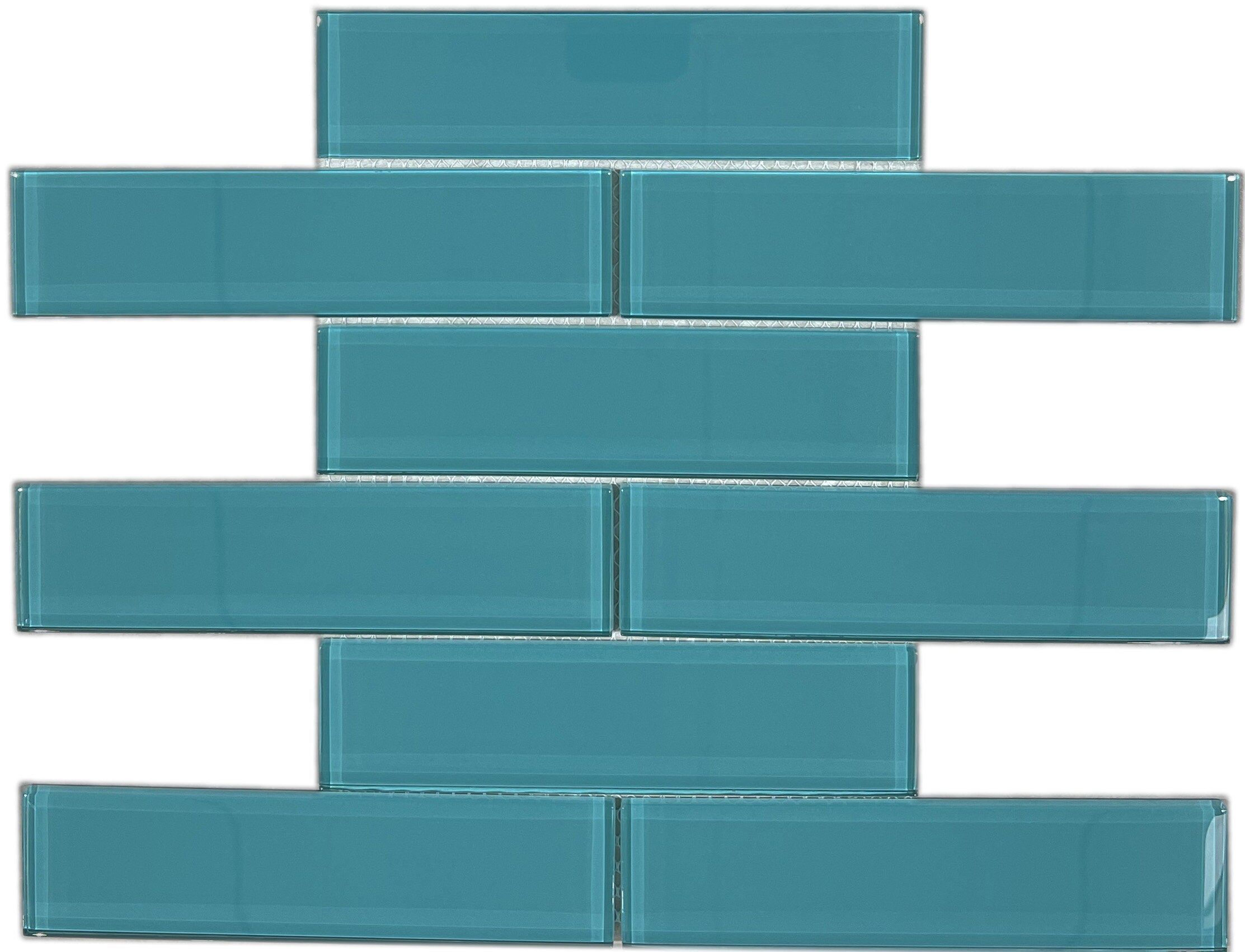Tempo Teal Glass Mosaic 2x8 Wall Tile - Etsy