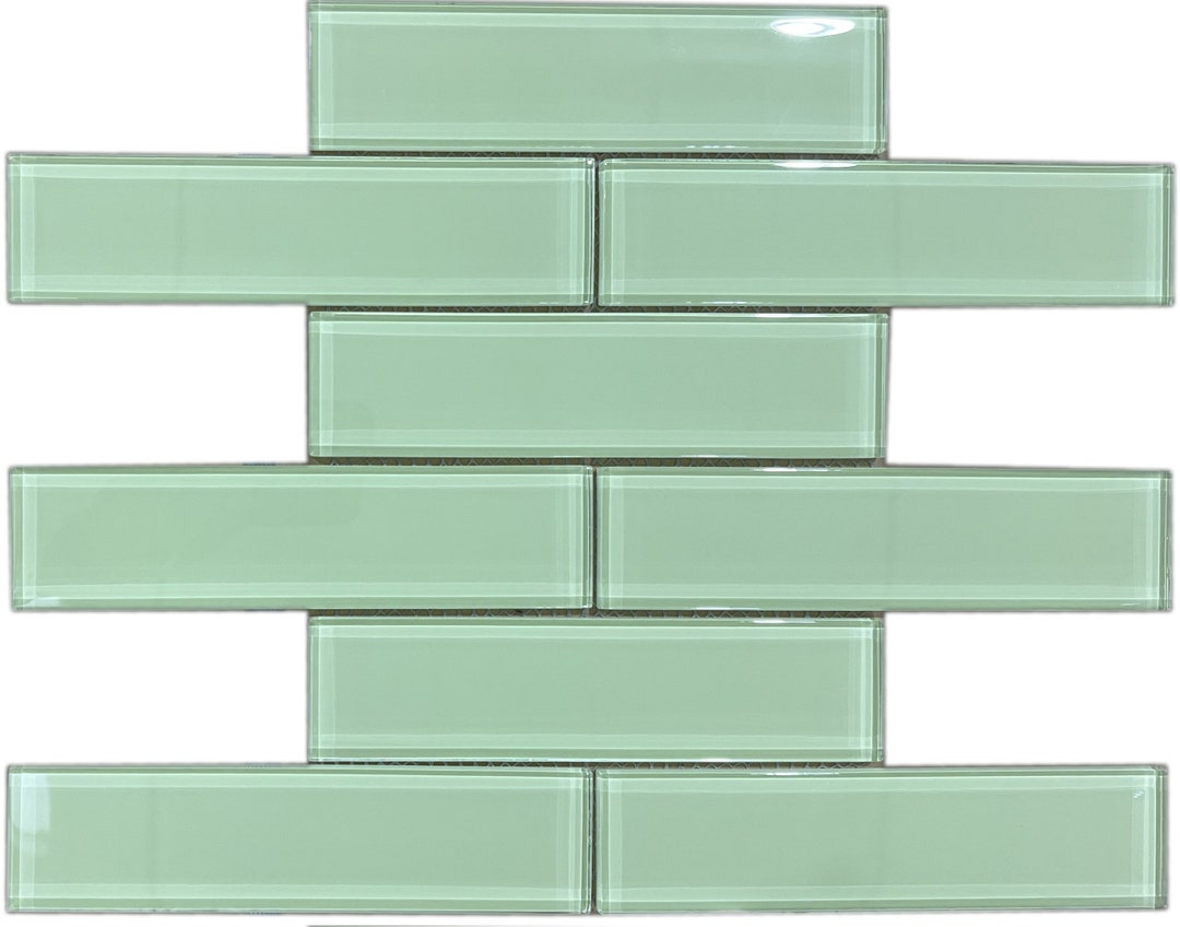 Mint Glass Mosaic 2"x8" Wall Tile - Etsy