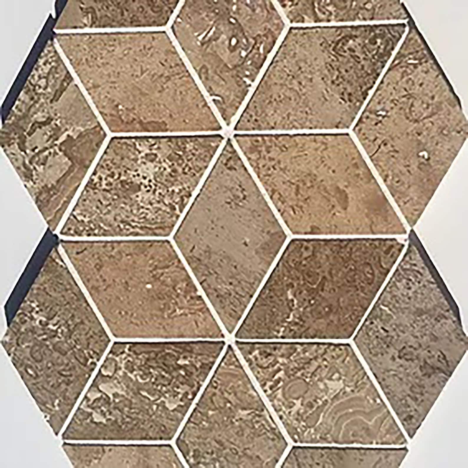 Mocha Travertine 3D Rhombus Honed 12"x12" Mosaic Tile - Etsy