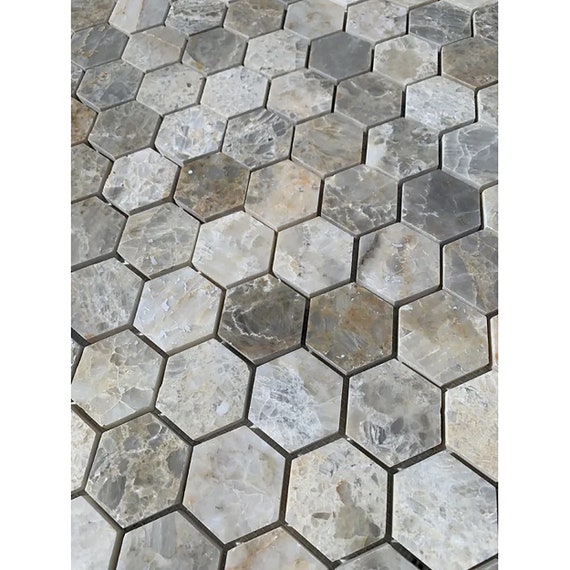Ocean Rust Hexagon 12x12 Polished Marble Mosaic - Etsy