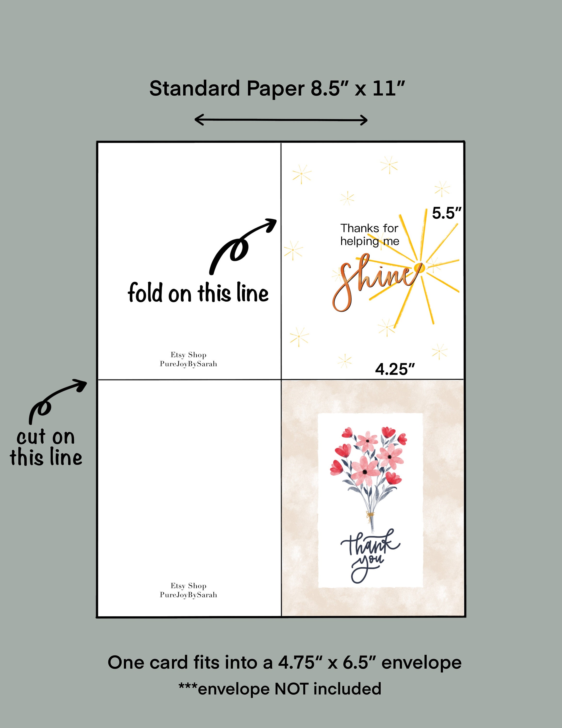 Printable Teacher Thank You Cards | Sunshine & Spring Florals ...