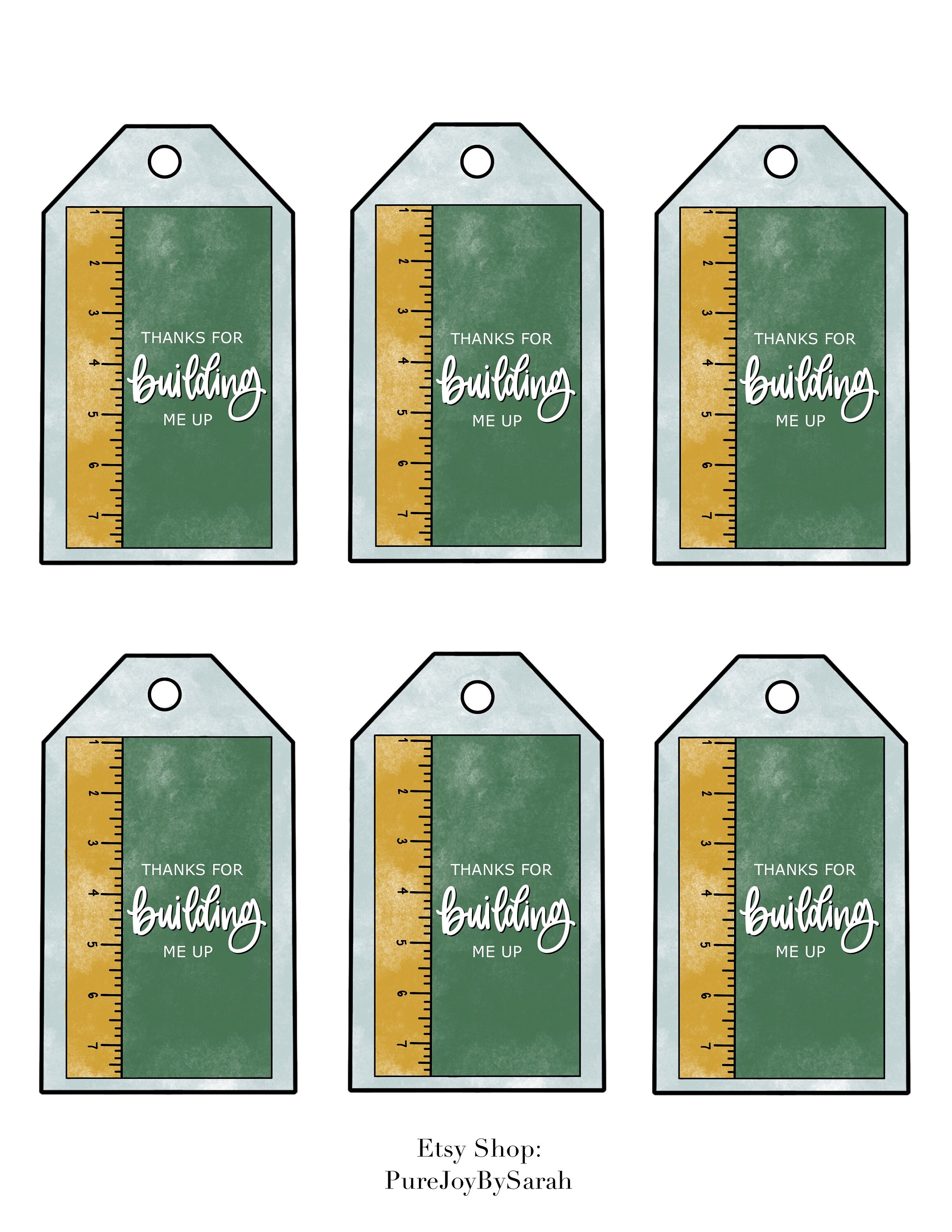 Teacher Printable Gift Tags, Thanks for Building Me up | Teacher ...
