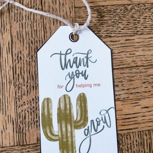 Printable Teacher Thank You Watercolor Cactus Tag | Teacher ...