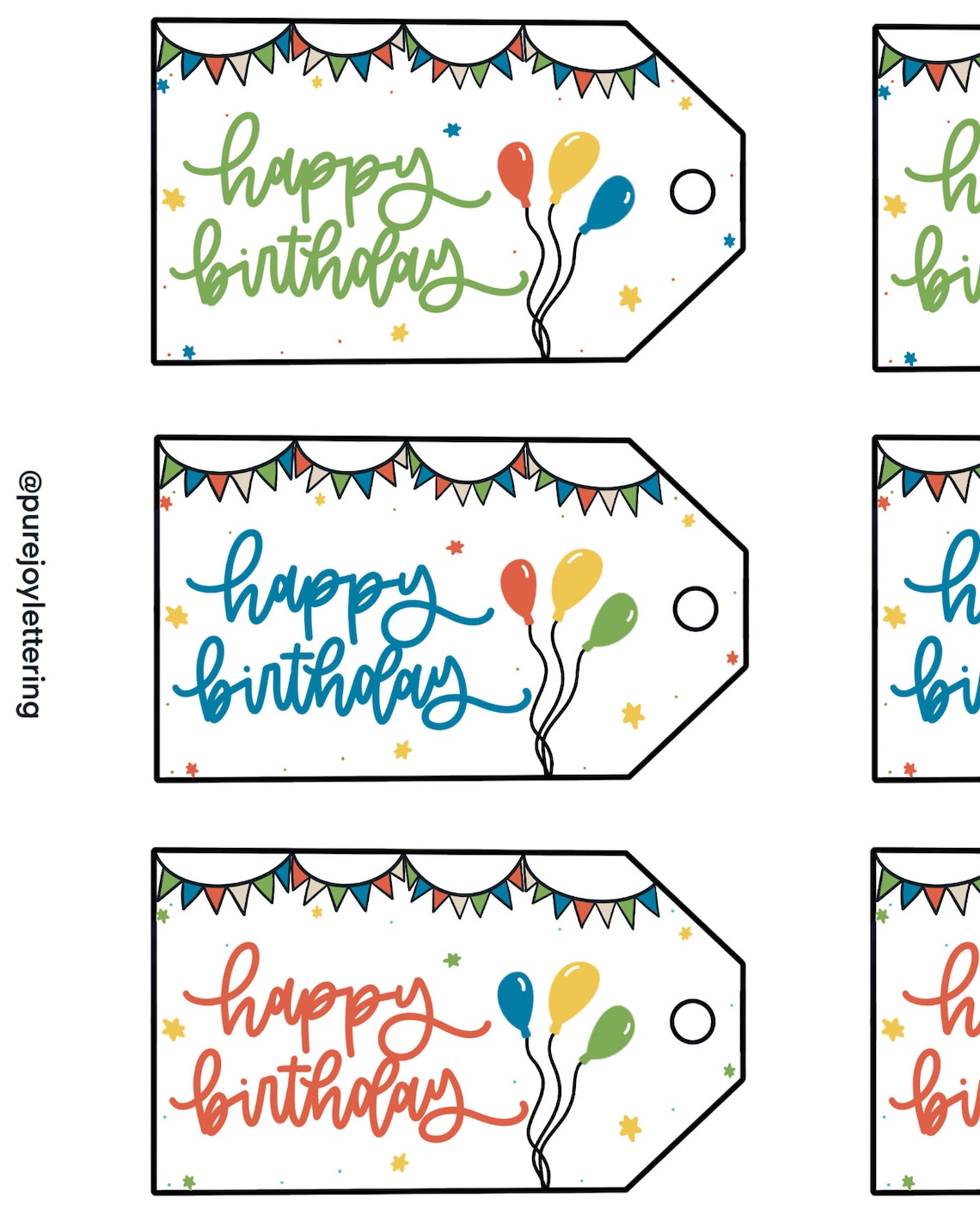 Banner & Balloon Birthday Printable Tags | Happy Birthday Tags ...