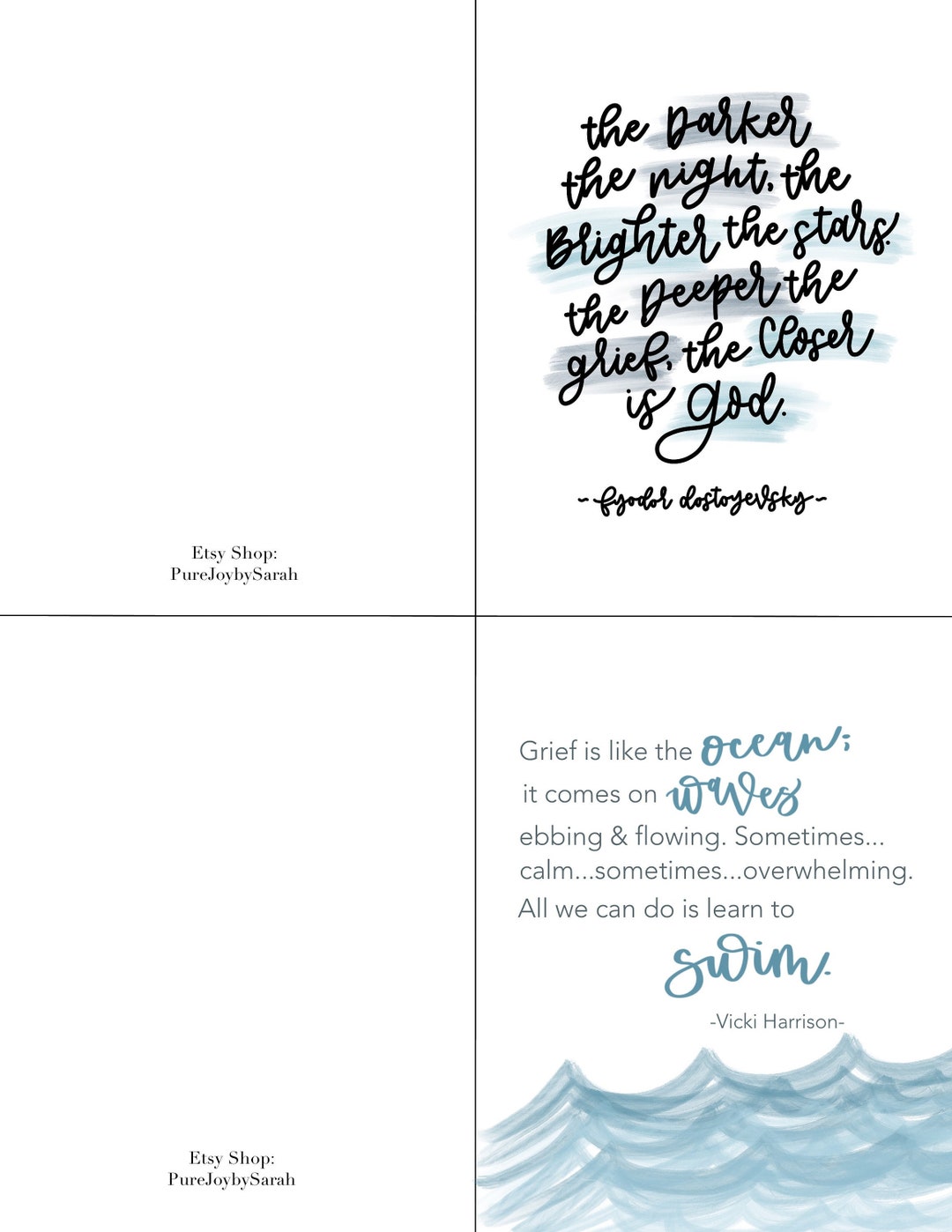 Printable Grief Sympathy Card | Deep Grief & Grief is Like the Ocean ...
