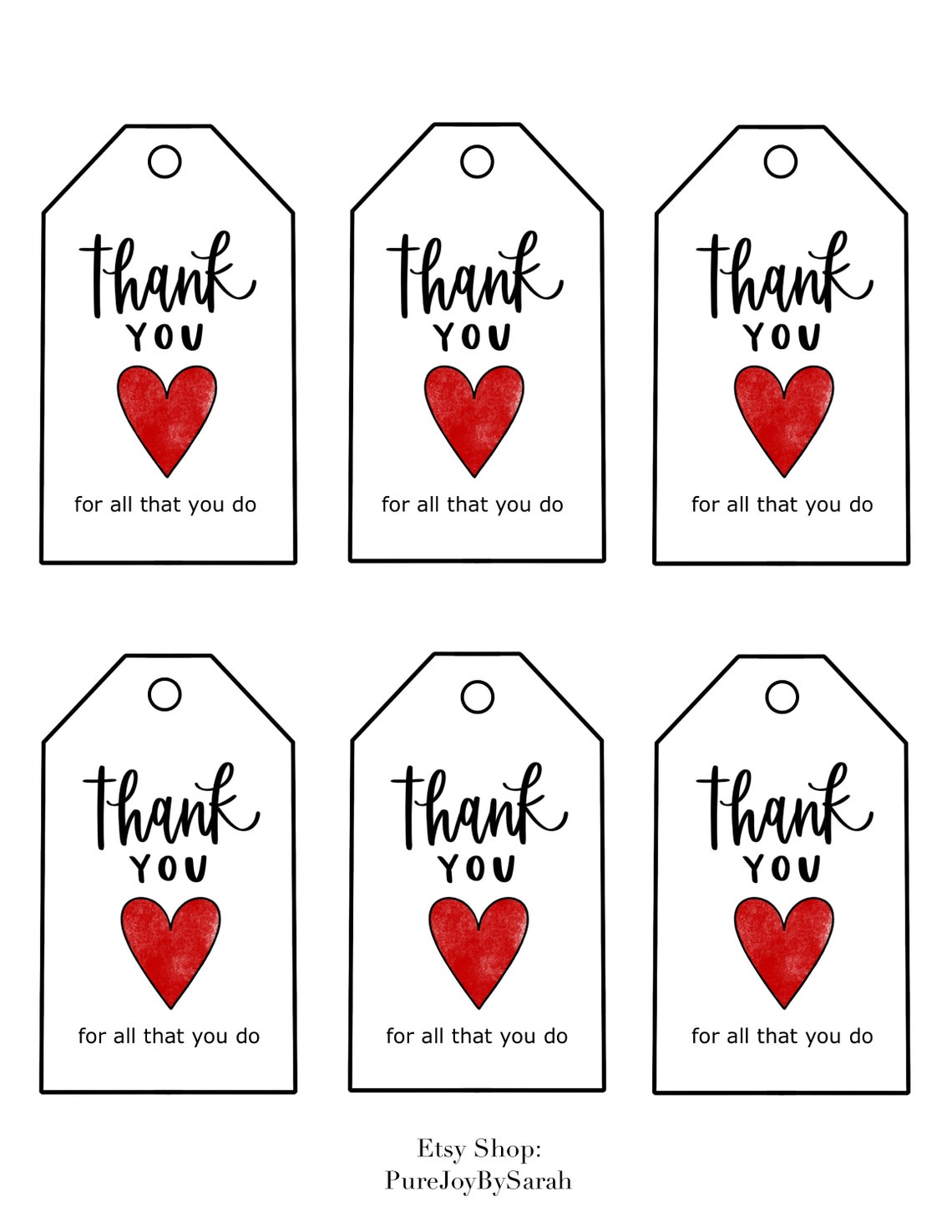 Printable Teacher Tag, Thank You for All You Do | Teacher Appreciation ...