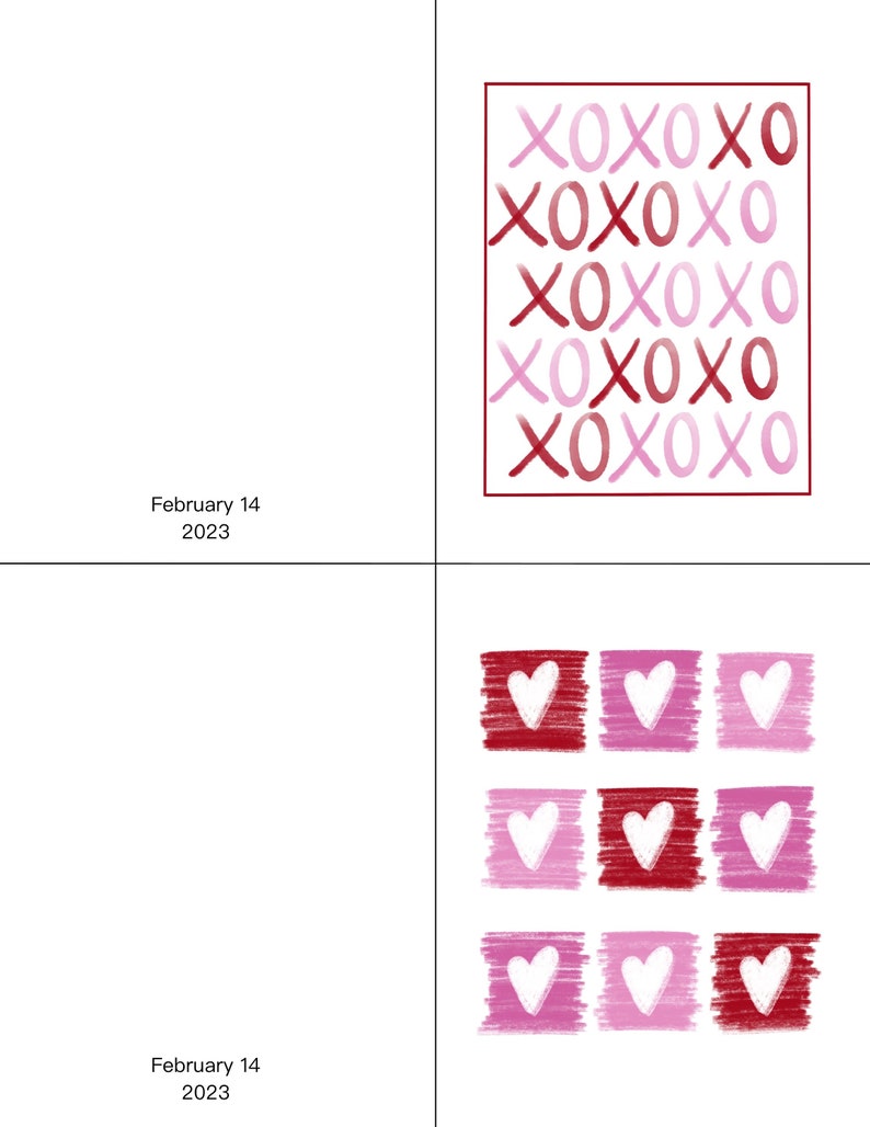 Printable Valentine's Day Cards | XOXO and Valentine Hearts Cards ...