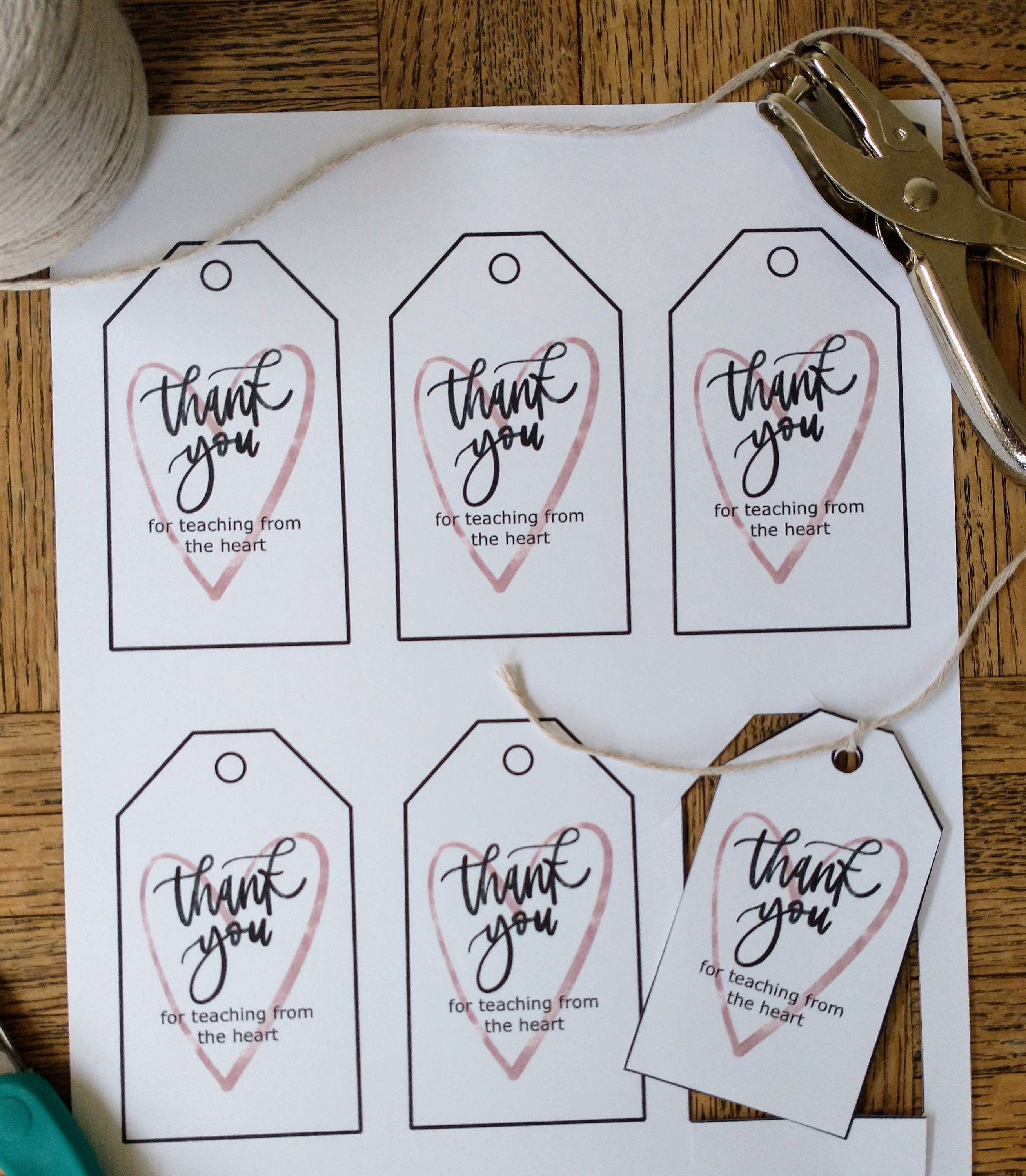 Printable Teacher Tag, Thank You for Teaching From the Heart | Teacher ...