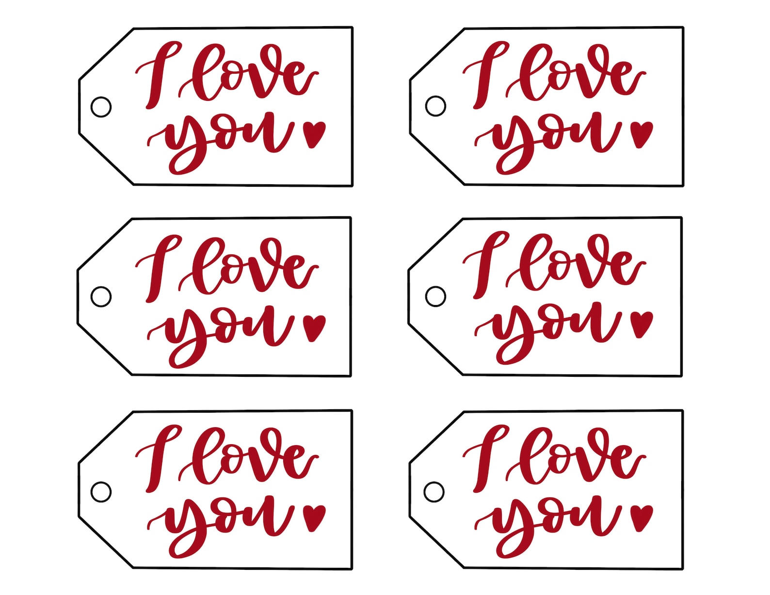 I Love You Tags | Valentines Day Gift Tags | Valentines Day Tag ...