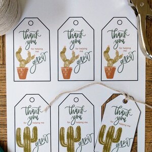 Printable Teacher Thank You Watercolor Cactus Tag | Teacher ...