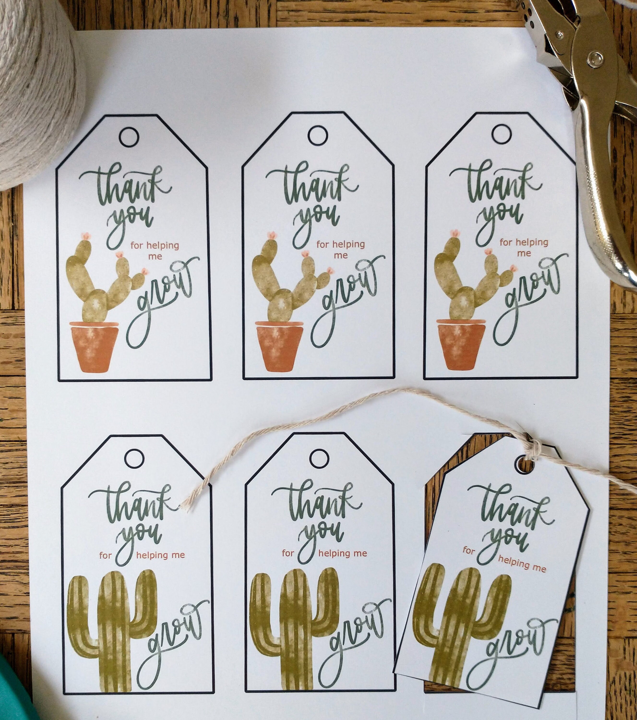 Printable Teacher Thank You Watercolor Cactus Tag | Teacher ...