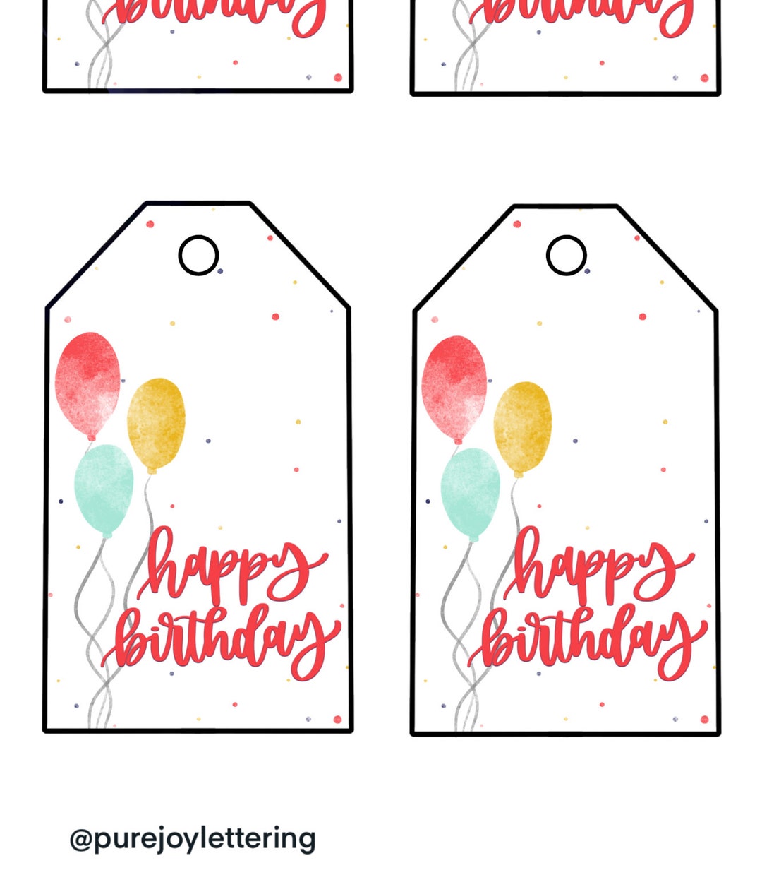 Watercolor Balloons Happy Birthday Printable Tags | Happy Birthday Tags ...