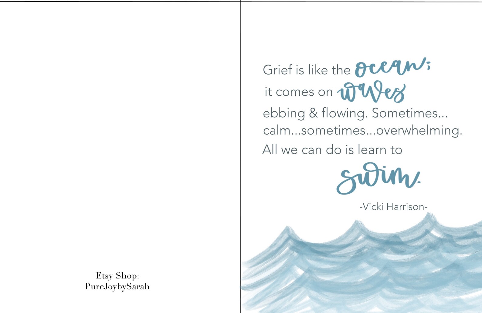 Printable Grief Sympathy Card | Deep Grief & Grief is Like the Ocean ...